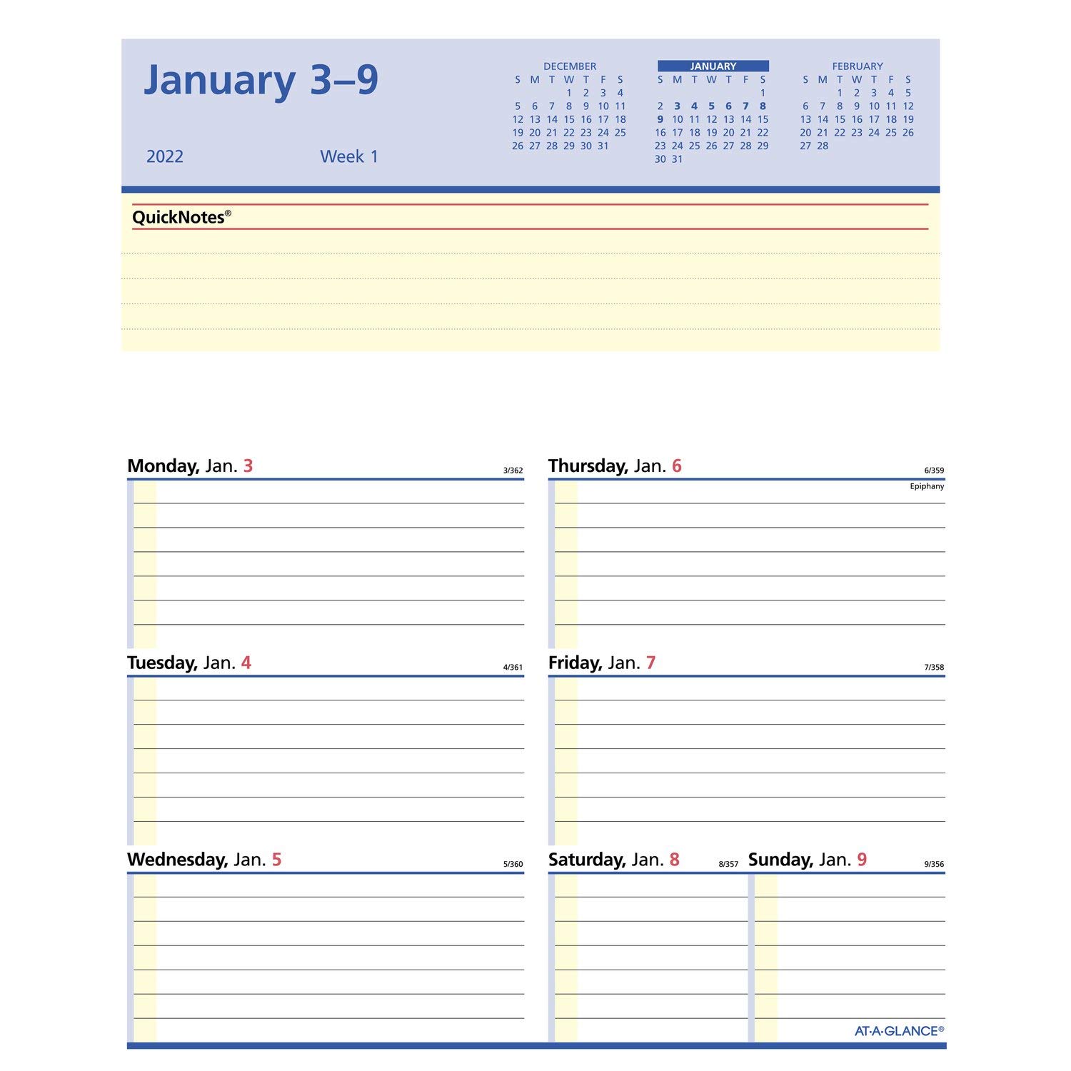 2022 Daily Desk Calendar Refill by AT-A-GLANCE, 3-1/2" x 6", Loose-Leaf, QuickNotes (E51750)