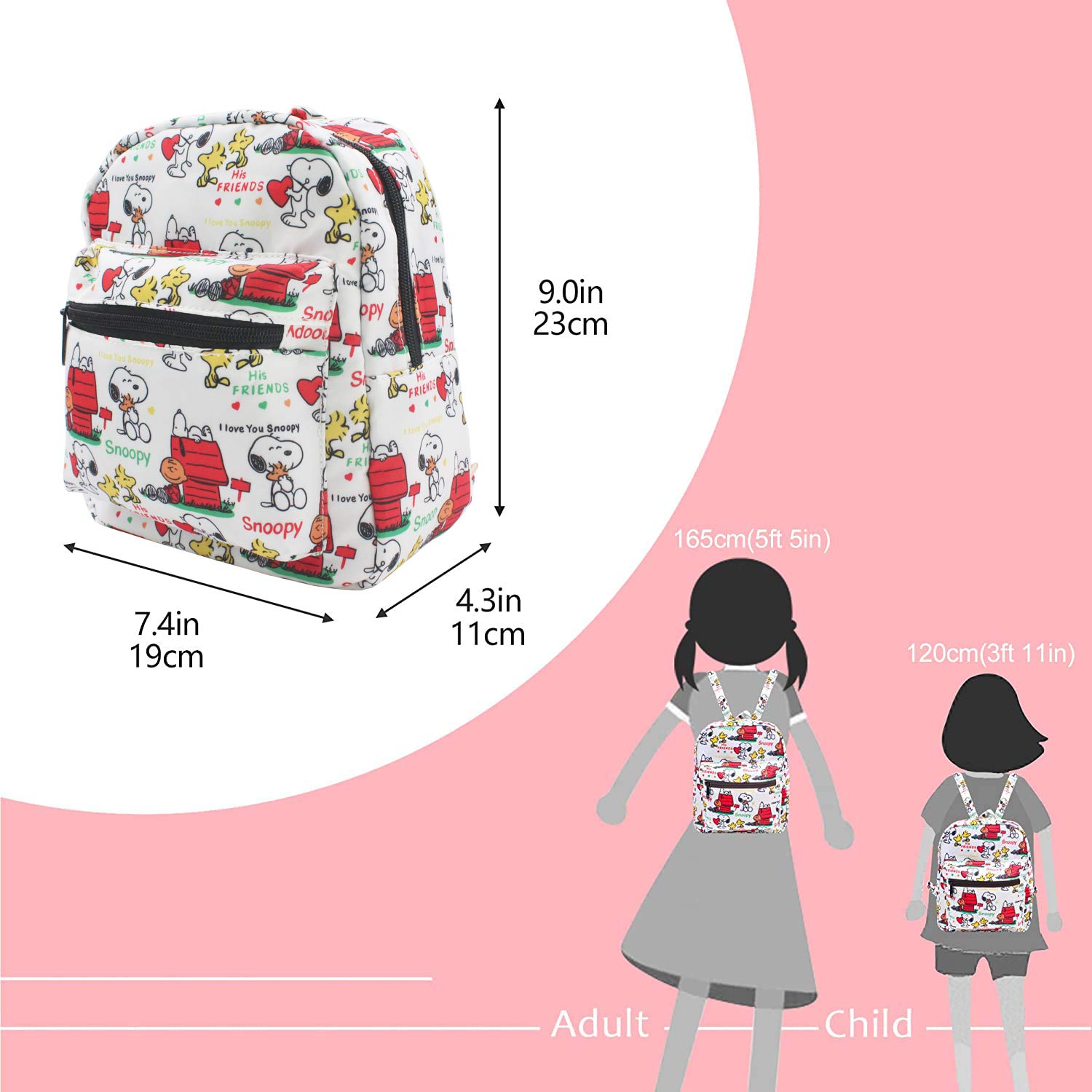 White Dog Small Nylon Bag Multipurpose Causal Daypack for Travel Trip Shopping Tablet iPad Mini up to 8 inches