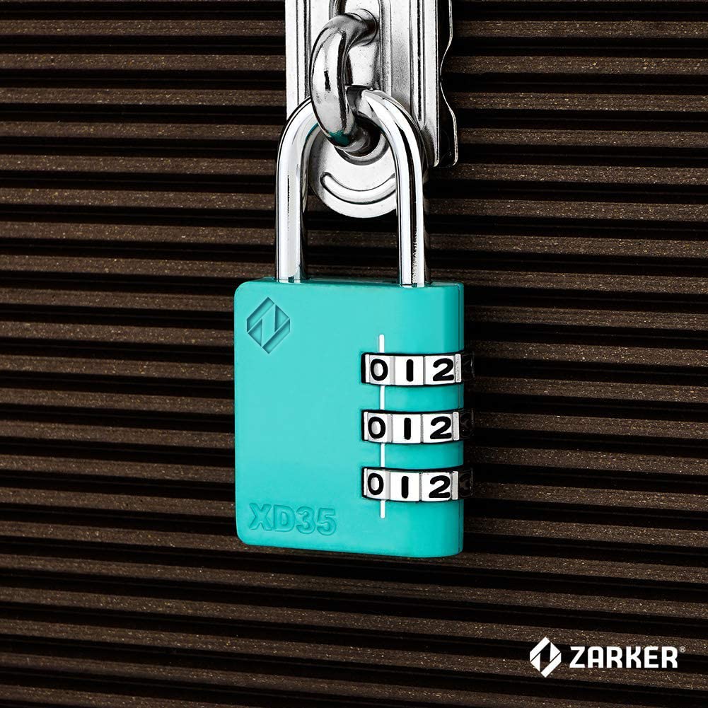 Zarker XD35 Combination Lock, 3-Digit Padlock for School Gym Sports LockerLock, Fence, Toolbox, Case, Hasp Storage (1-Pack, Emerald)
