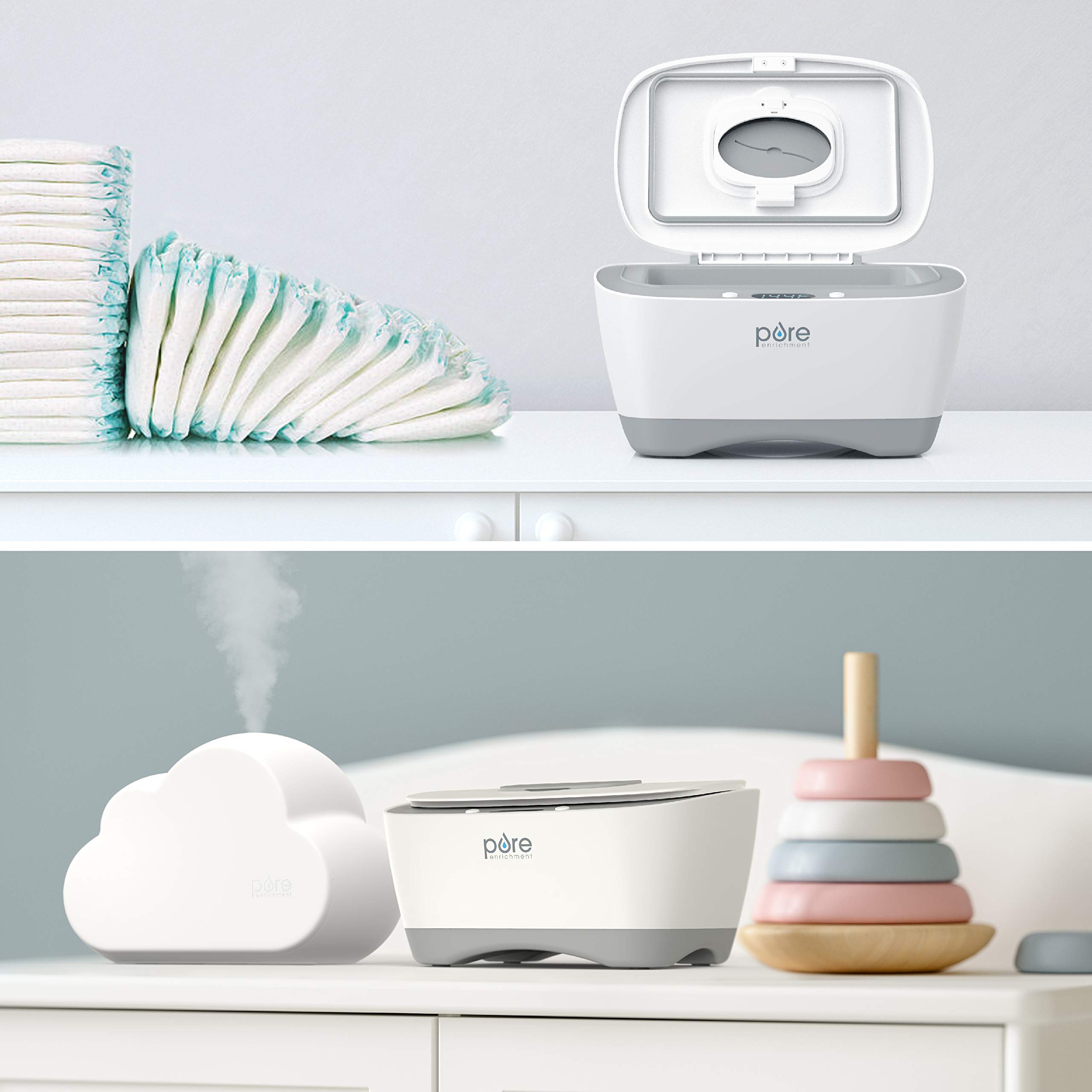 PureBaby™ Wipe Warmer with Digital Display - Easy-Feed Dispenser with 3 Heat Settings, LCD Display, 80 Wipe Capacity, Naturally Steam Heated for Comfort and Safety for Baby