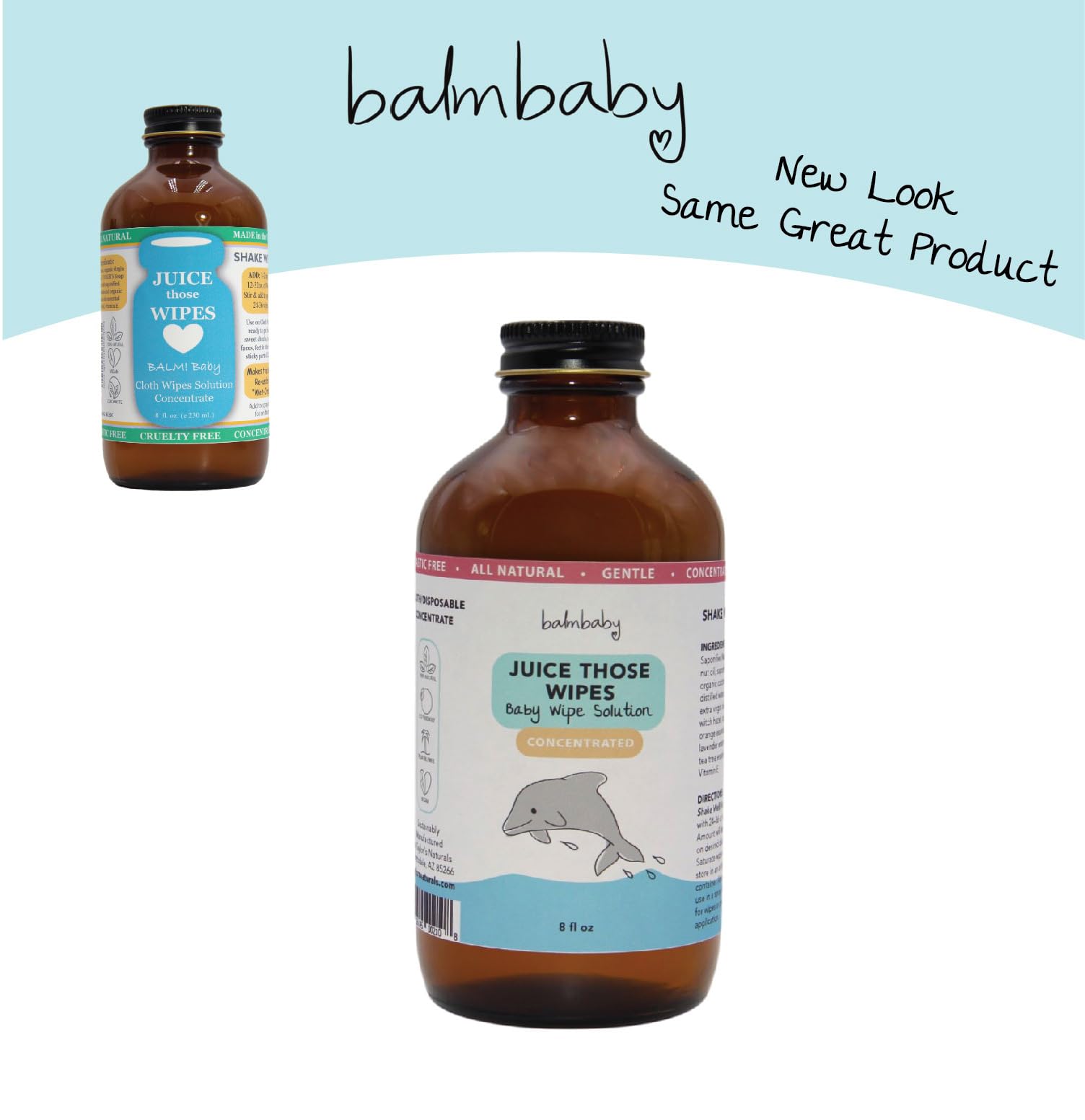 Balm Baby Juice Those Wipes All Natural Cloth Wipe Concentrated Solution – Make Your Own Cloth or Disposable – for Baby, Kids, Adults – Use at Home, Road Trips, Airplane, Camping - Glass Bottle