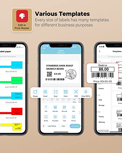 Phomemo Barcode Label Printer M110 Label Printer, Upgraded Bluetooth Portable Thermal Label Maker for Small Business, Address, Office, Home for Phone; for PC/Mac(USB), with 100pcs Labels, Snow White