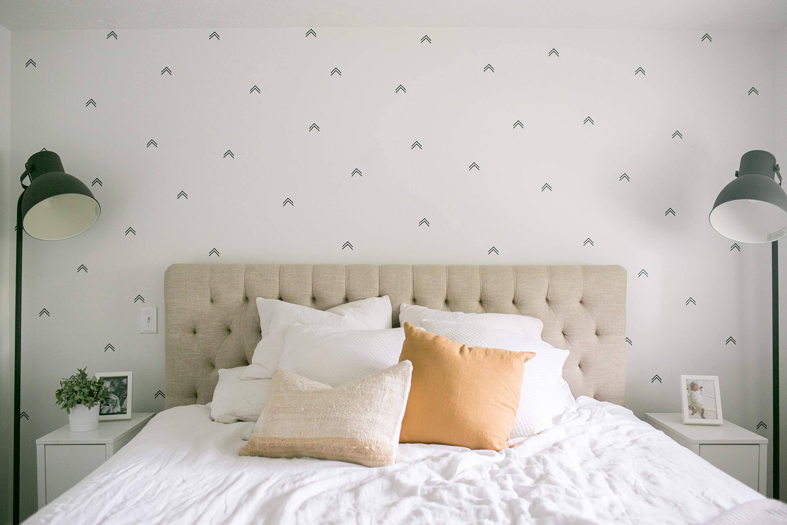 Modern Maxwell Wall Art Decals for Boys Girls Nursery, Bedroom, Living Room Archer Black Arrowheads Room Sticker Set 112 Pieces