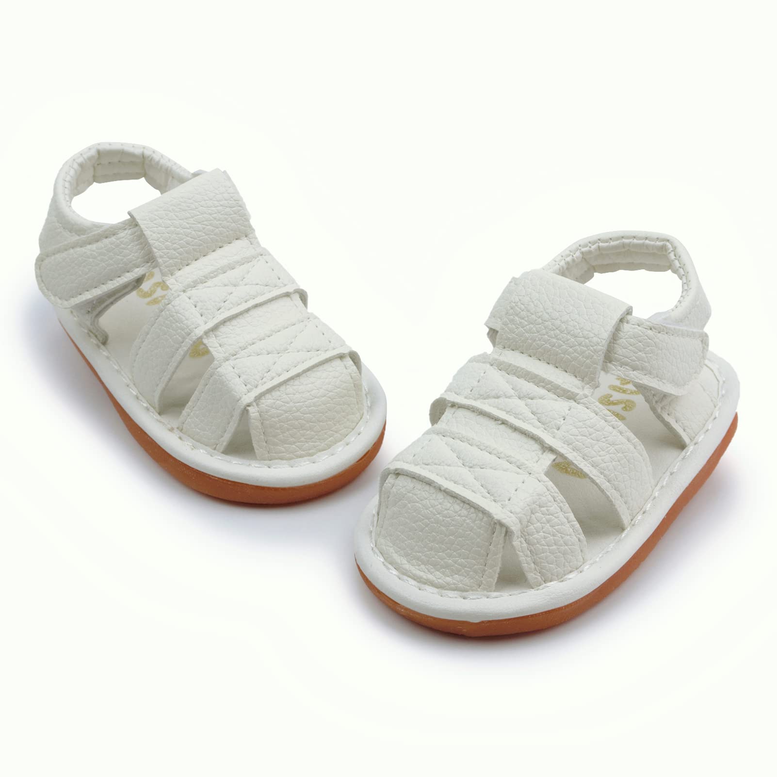 WILLFUN Baby Boy Girl Summer Infant Squeaky Sandals Premium Rubber Sole Closed-Toe Non-Slip Shoes Toddler First Walkers