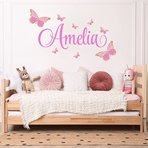 Butterfly Wall Decals - Custom Name Wall Decal β Baby Girl Wall Decor - Personalized Name Wall Decals for Girls β Kids Bedroom Nursery Decor - Butterflies Sticker