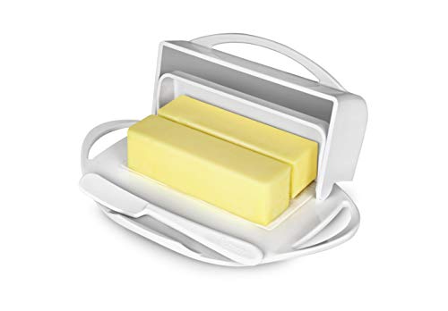 Butterie Flip-Top Butter Dish with Matching Spreader (White)