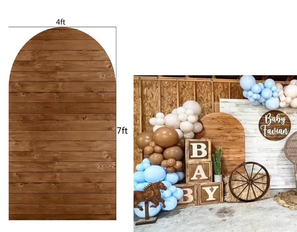 ittsmnt Arch Backdrop 4X7ft Old Wood Arched Wall Covers Stretchy Photography Background for Party Decorations Wedding Banquet Bridal Baby Shower Decor Banner Birthday Parties Props