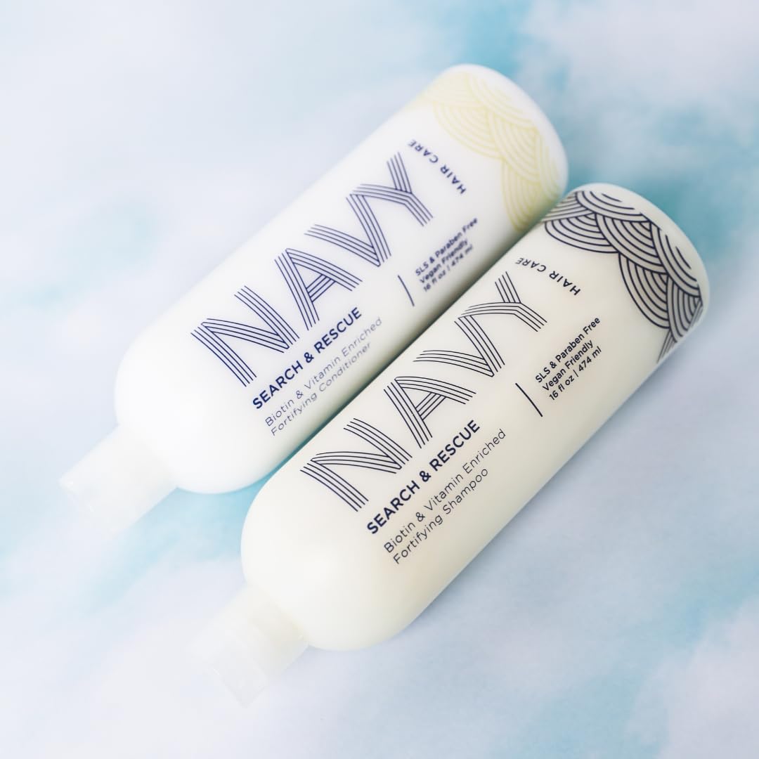 NAVY Hair Care Shampoo and Conditioner Set for Volumizing Fine Hairs - Search and Rescue Kit 16 Fl Oz