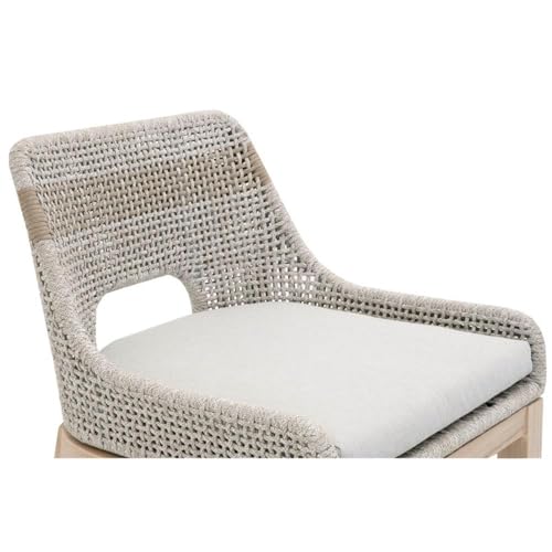 Home Square 2 Piece Upholstered Patio Counter Stool Set in Taupe and White