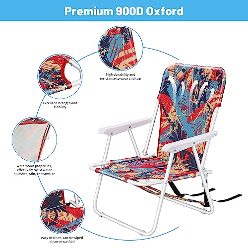 Beach Chairs for Adults 2 Pack, Lightweight Backpack Beach Chair with Shoulder Straps, Low Beach Chair Support 265lbs, Folding Beach Chair for Beach, Camping, Hiking, Picnic, Green