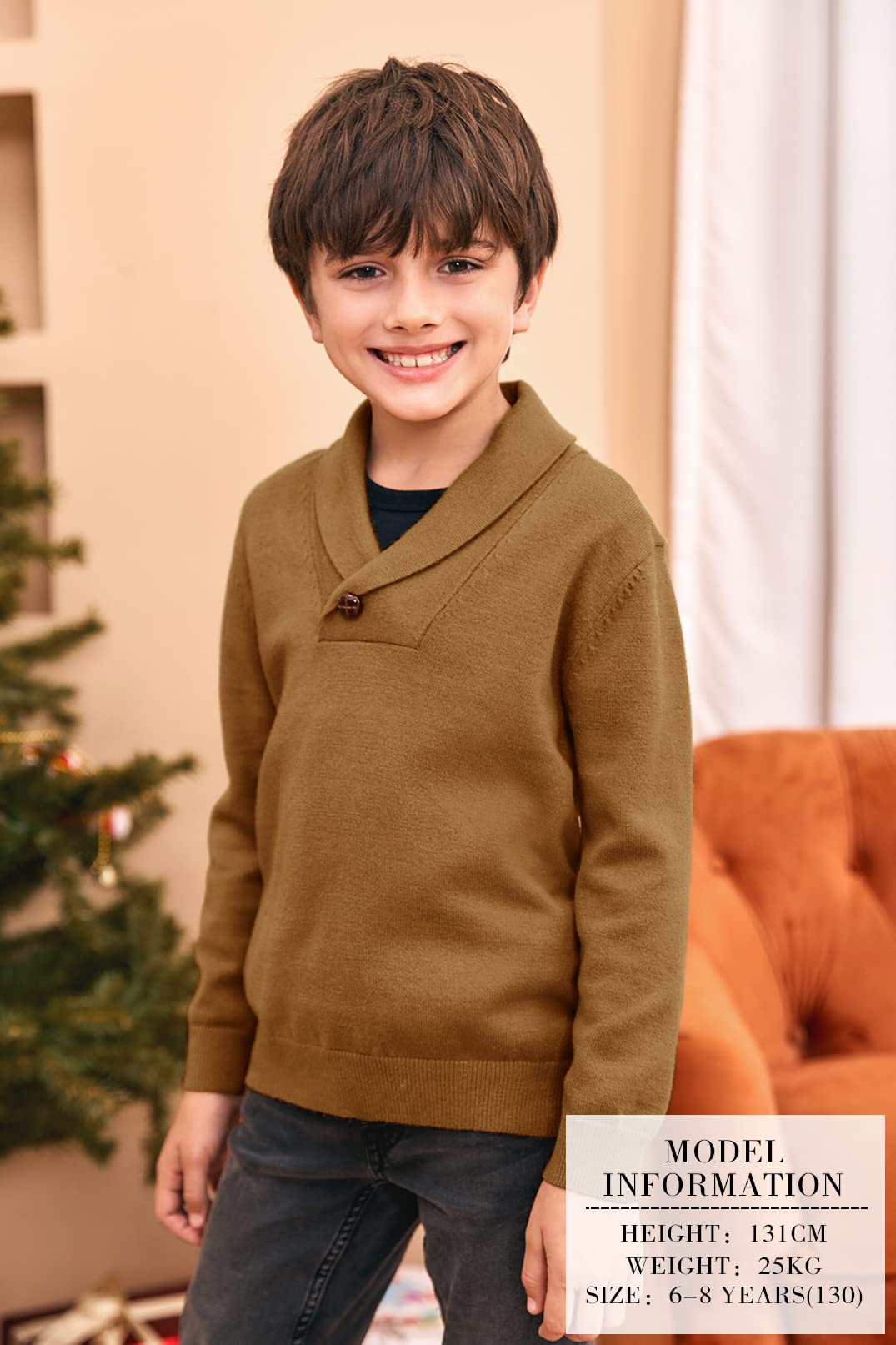 Ryannology Toddler Baby Boys Girls Sweater Shawl-Collar V Neck Pullover Sweaters Cable Kintted Photoshoot Outfits