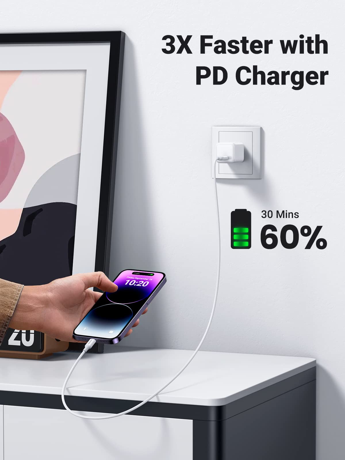 UGREEN USB C to Lightning Cable- 6FT MFi Certified PD Fast Charging Lightning Cord Compatible with iPhone 14/14 Pro/14 Pro Max, iPhone 13/12/11/X/XR/XS/8 Series, MacBook, iPad, AirPods Pro