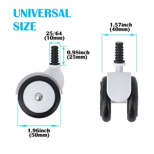 Baby Walker Wheels Replacement, Set of 4, Baby Walker Accessories, Plastic Rubber Wheels Casters, Universal Wheels (F-Black)