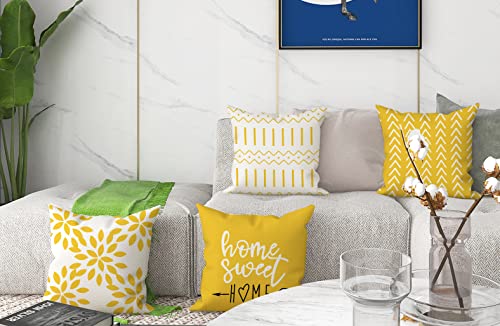 Pillow Covers 18x18 Set of 4, Modern Sofa Throw Pillow Cover, Decorative Outdoor Linen Fabric Pillow Case for Couch Bed Car 45x45cm (Yellow, 18x18,Set of 4)
