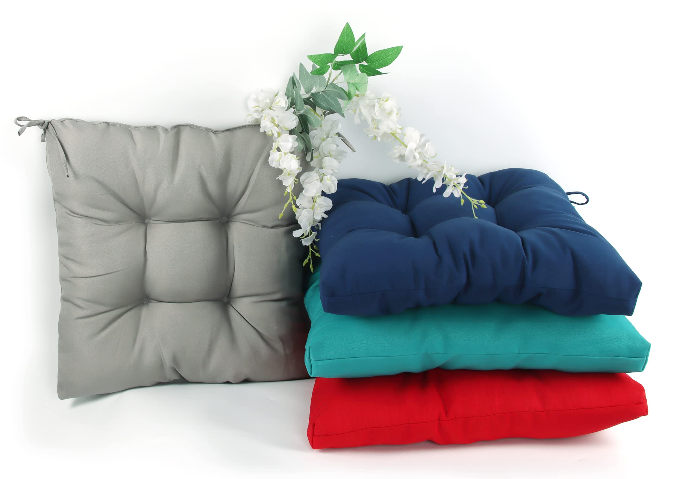 Leeymoo Square Outdoor/Indoor Seat Cushion 20x20, 2 Pack Tufted Patio Furniture Chair Pads with Thick Form Filled