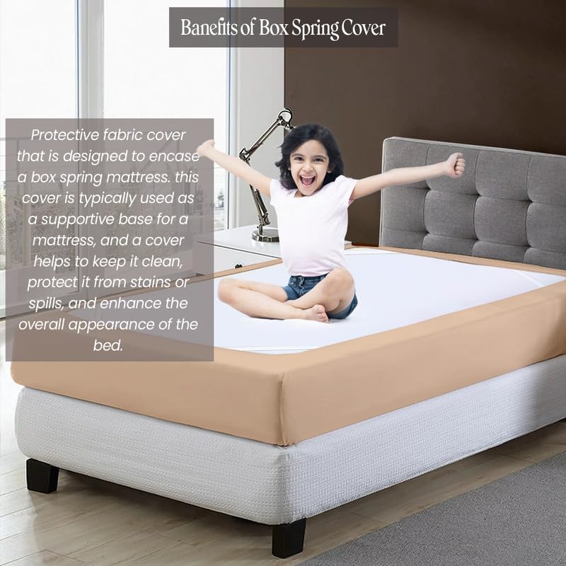 Absolute Mattress Box Spring Cover Full XL Size Fits Upto 18" Inch Deep All Around Elastic for Snug Fit Your Mattress Polyester Fabric Thick Box Spring, Taupe