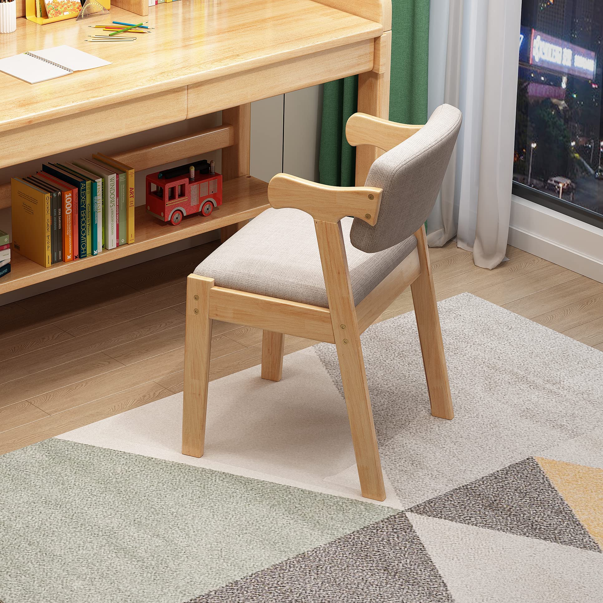 BALANBO Kids Study Chair Rubber Wood Height Adjustable Dining Chair/Office Chair/Leisure Chair(Nature)