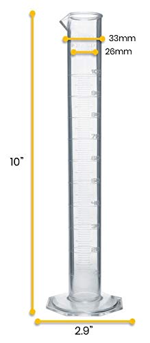 EISCO Graduated Cylinder, 100mL - Class B Tolerance - Octagonal Base - TPX Plastic - Industrial Quality, Autoclavable