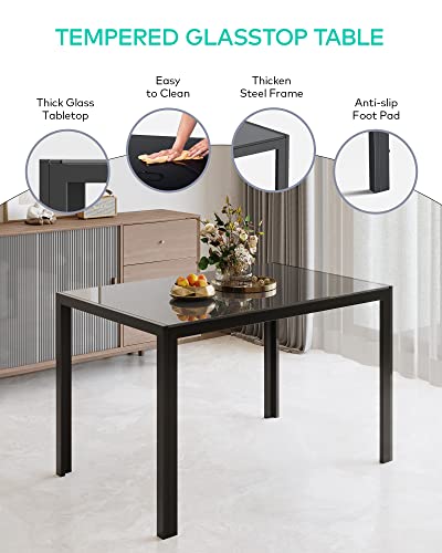 Bealife Kitchen Dining Table Set for 6, Tempered Glass 7 Piece Table and Chairs Set Modern for Home, Kitchen, Living Room, Dining Room,Black