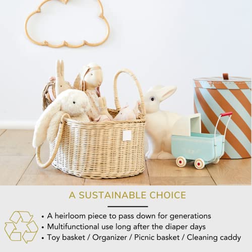 BEBE BASK Premium Nursery Bundle - Matching Baby Changing Basket & Baby Diaper Caddy Organizer - Handmade & Organic