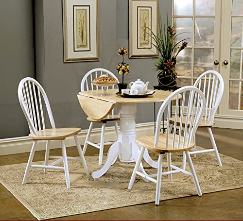 Coaster Home Furnishings Damen Round Pedestal Drop Leaf Table Natural Brown and White 4241