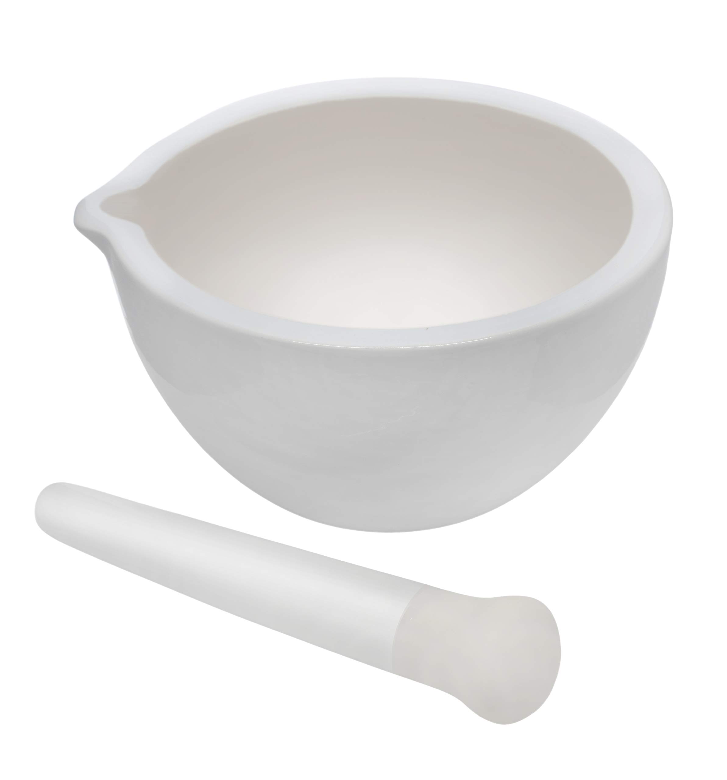 EISCO Porcelain Mortar & Pestle Set, 67oz (2000ml) - Unglazed Grinding Surface - Excellent for Kitchen or Laboratory - Grinds Powdered Chemicals, Herbs & Spices - Pill Crusher - White