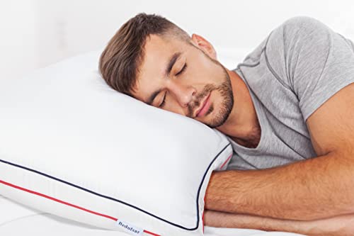 Bedufsar Bed Pillows King Size Set of 2, Hotel Quality Firm and Supportive Gusseted Pillows for Side and Back Sleepers, Cooling Down Alternative Fluffy and Soft Pillow (20x34 in)