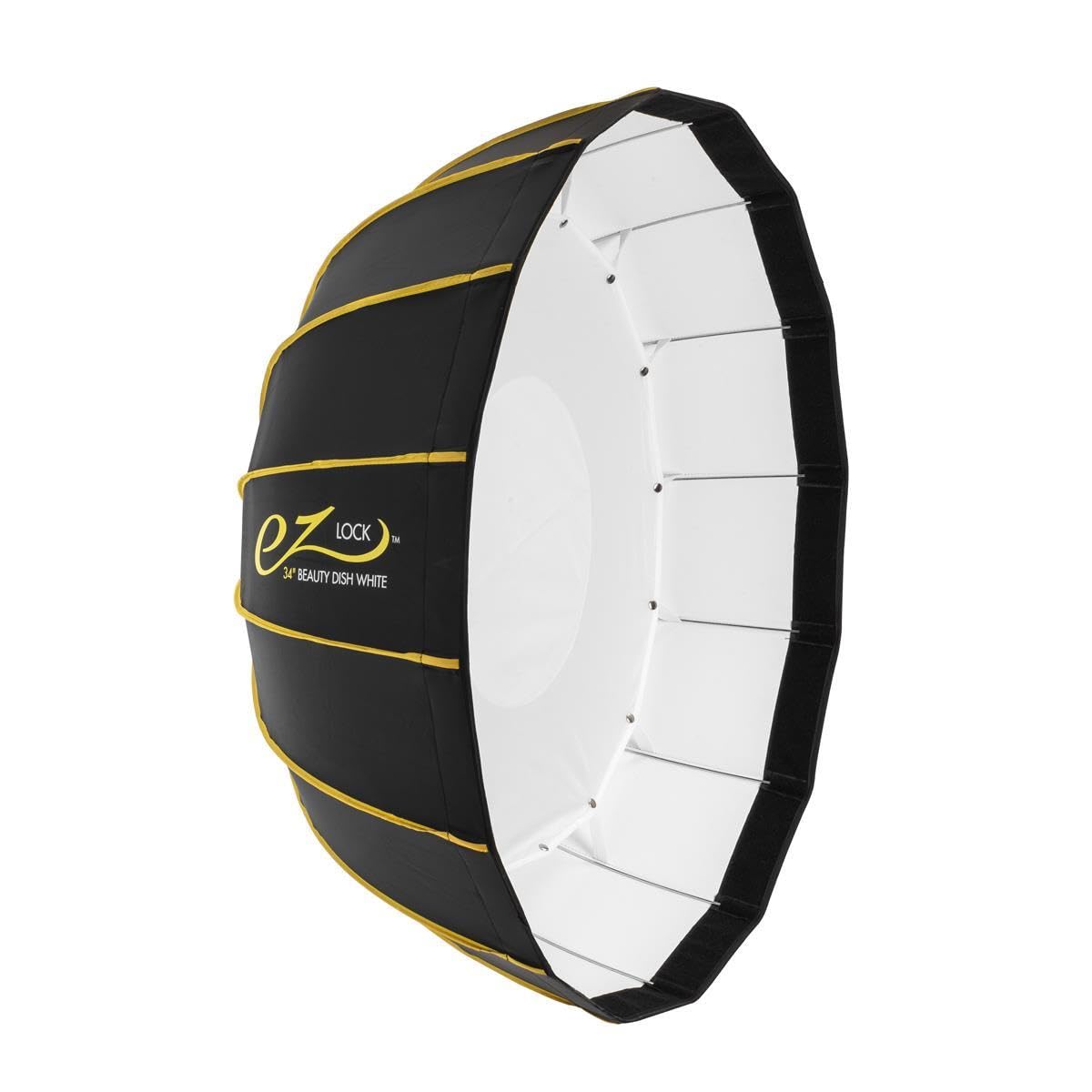 Glow EZ Lock 34" Collapsible White Beauty Dish Softbox w/Bowens Mount Speedring and Deflection Disk, 16 Ribbed Design Soft Box with White Interior for Perfect Lighting and Beauty Dish Photography