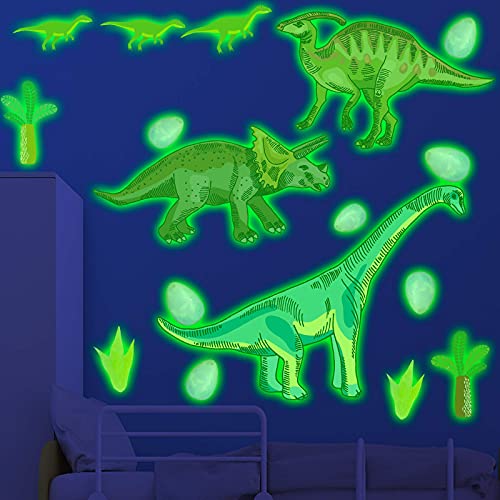 Dinosaur Wall Stickers Decals for Boys Room,Glow in The Dark Dinosaur Wall Decals Ceiling Stickers for Kids Bedroom, Wall Decor Kids Birthday Christmas Gift