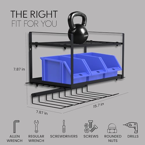 RMG Products Power Tool Organizer Wall Mount and Tool Storage Bins- Power Tool Storage Rack to Streamline Your Work Space - Tool Organizer Wall Mount with Durable Craftsmanship - 15.7” x 7.87” x 7.87”