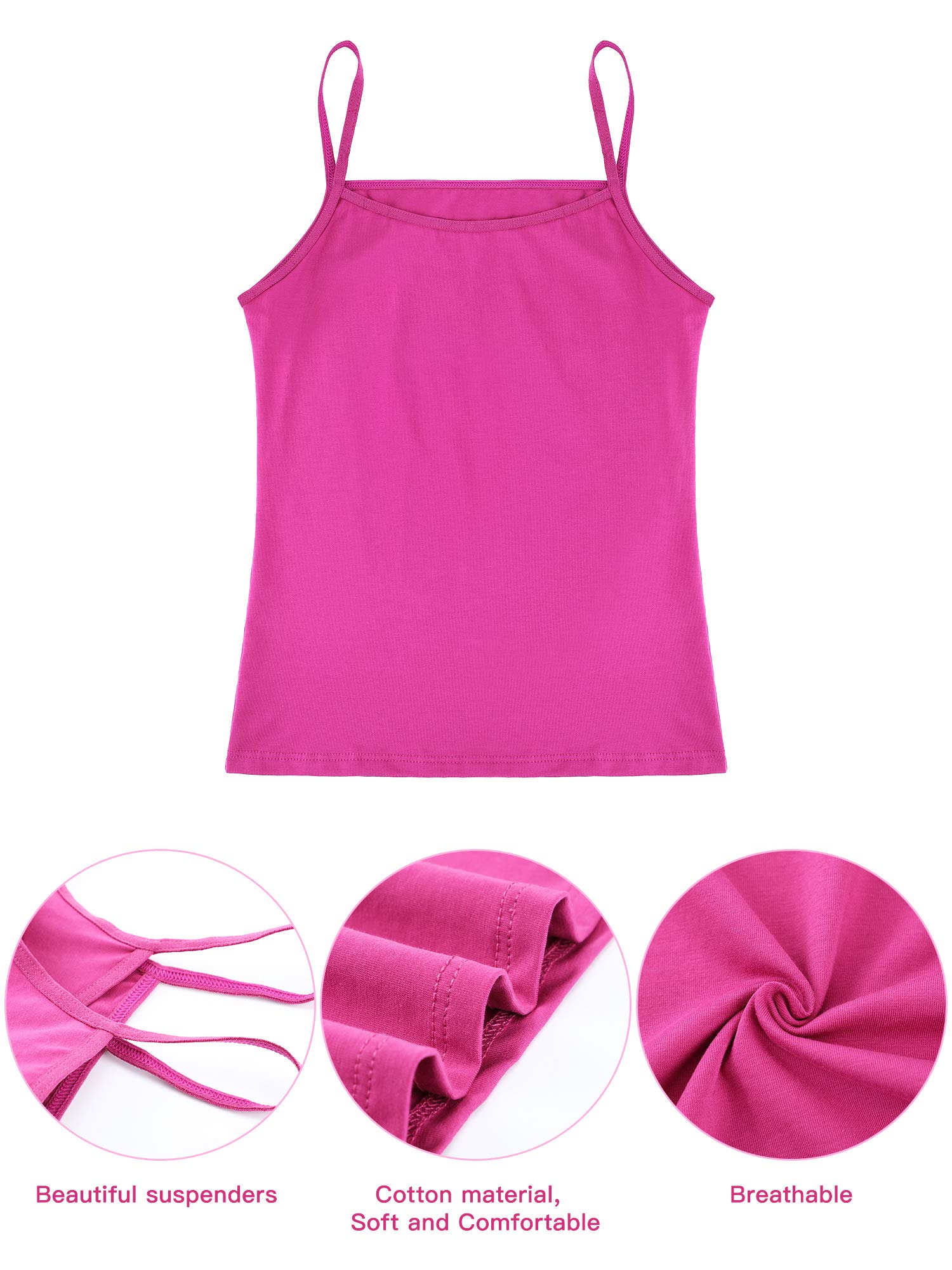 SATINIOR 4 Pieces Girls Dance Tank Top Sleeveless Spaghetti Strap Crop Tank Top for Dancewear (Multicoloured, 9-10 Years)