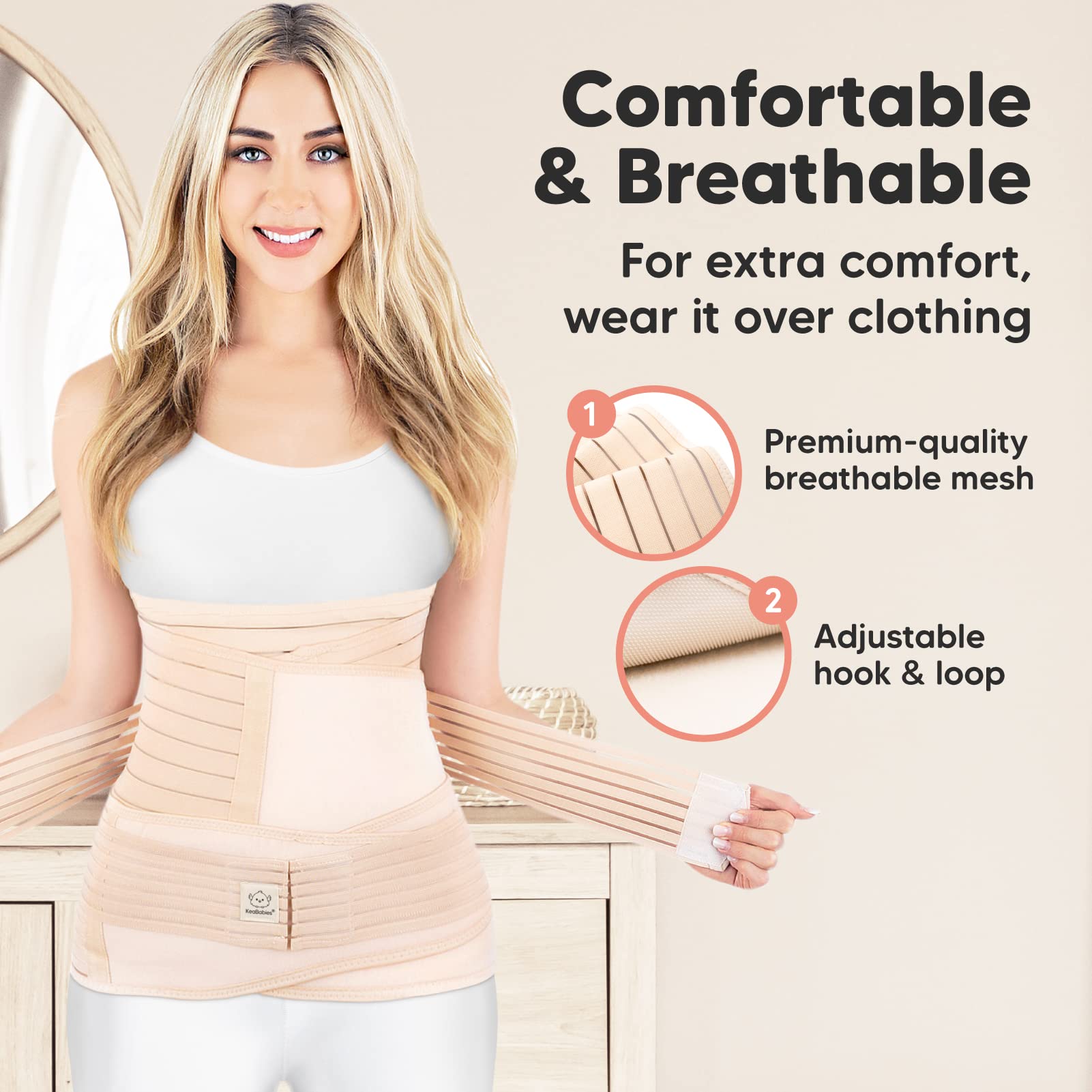 3 in 1 Postpartum Belly Support Recovery Wrap β Postpartum Belly Band, After Birth Brace, Slimming Girdles, Body Shaper Waist Shapewear, Post Surgery Pregnancy Belly Support Band (Classic Ivory, XL)