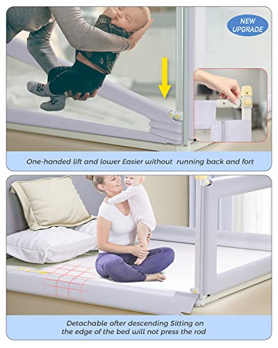 Bed Rails for Toddlers 59" L, Toddler Bed Rails with Breathable Fabric, Infant Safety Bed Guardrail, Bed Rail for Twin Bed, Bed Safety Rails for Children (Gray-One Side)