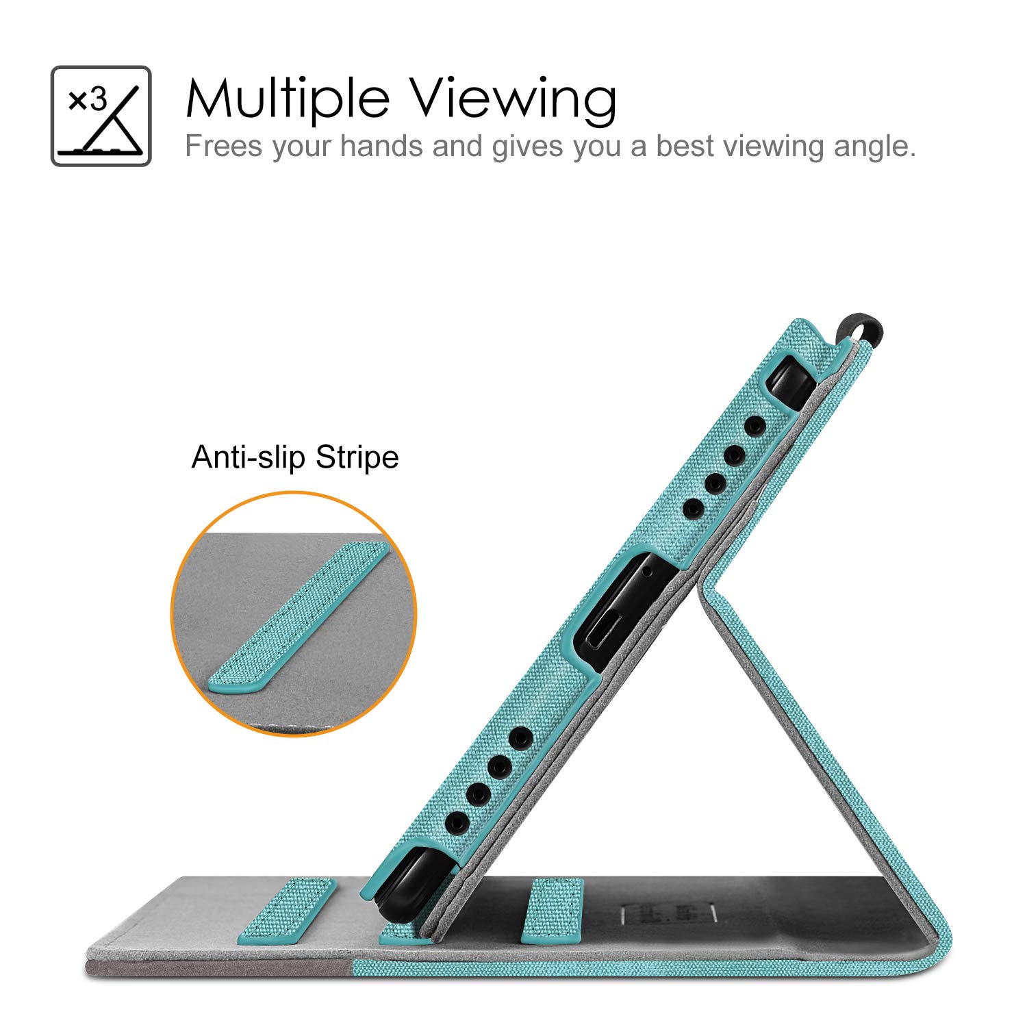 Fintie Case for Samsung Galaxy Tab A 8.0 2019 Without S Pen Model (SM-T290 Wi-Fi, SM-T295 LTE), [Corner Protection] Multi-Angle Viewing Stand Cover with Pocket, Turquoise/Brown