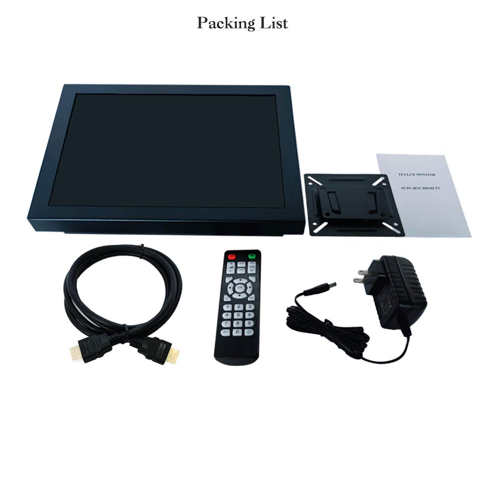 iChawk 12.1'' inch Monitor 800x600 4:3 AV BNC HDMI-in Built-in Speaker Remote Control LCD Screen for Industrial Equipment, PC Display with USB Interface Small Video Player Pluggable U-Disk W121MN-591