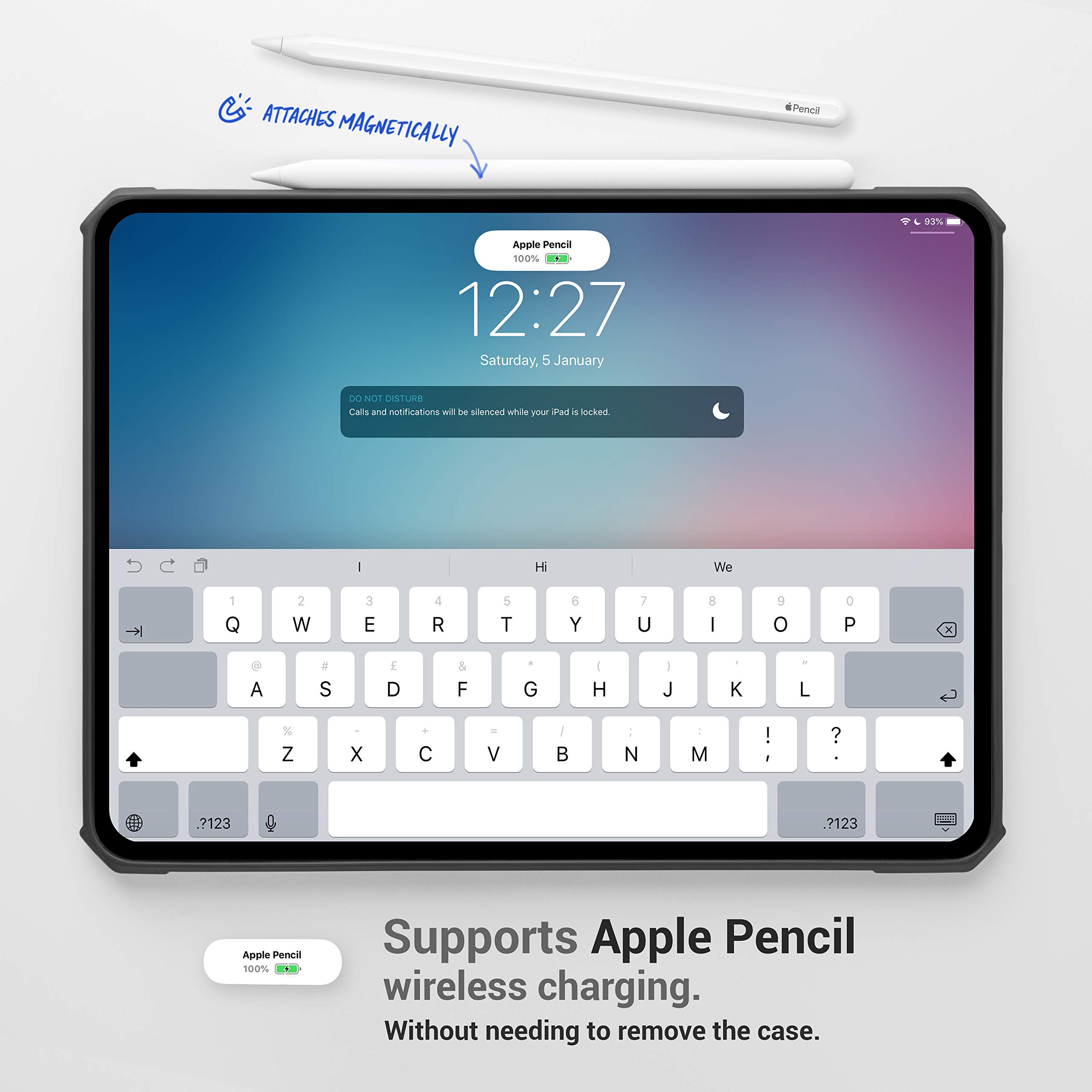TineeOwl iPad Air 11 Inch Case (2024) M2, 5/4 Case 10.9 inch (2022/2020), Ultra Thin, Matte Clear Case, Supports Apple Pencil Charging and Touch ID, TPU Bumper (Black/Matte Back)