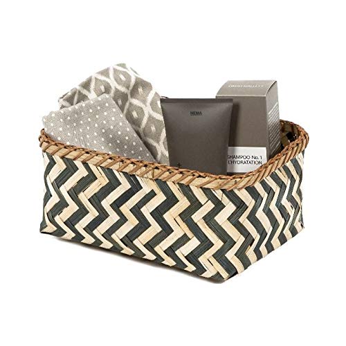 Compactor Bamboo Zebra Basket, Large, Black/Natural