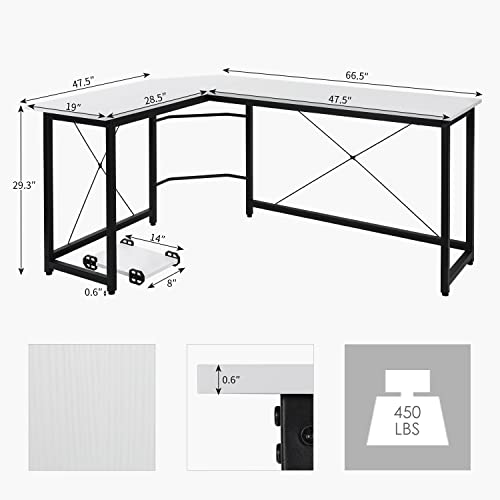 AuAg Modern 66.5ββ L-Shaped Home Office Desk, Larger Sturdy Computer PC Laptop Table, Corner Gaming Desk, Writing WorkstationDesk, Wooden Desk W/Monitor Stand