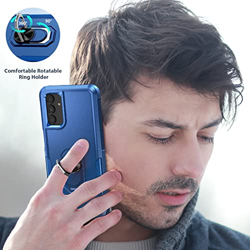 BNIUT for Samsung Galaxy A13 5G Case: (& for Samsung A13 LTE 4G Case) Dual Layer Protective Heavy Duty Cell Phone Cover Shockproof Rugged with Ring Holder Kickstand - Military Protection (zb Blue)