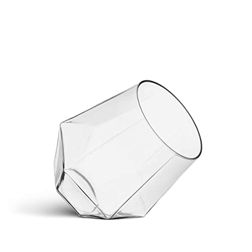 Munfix 32 Pack Diamond Shaped Plastic Stemless Wine Glasses Disposable 12 Oz Clear Plastic Wine Whiskey Cups Shatterproof Recyclable and BPA-Free
