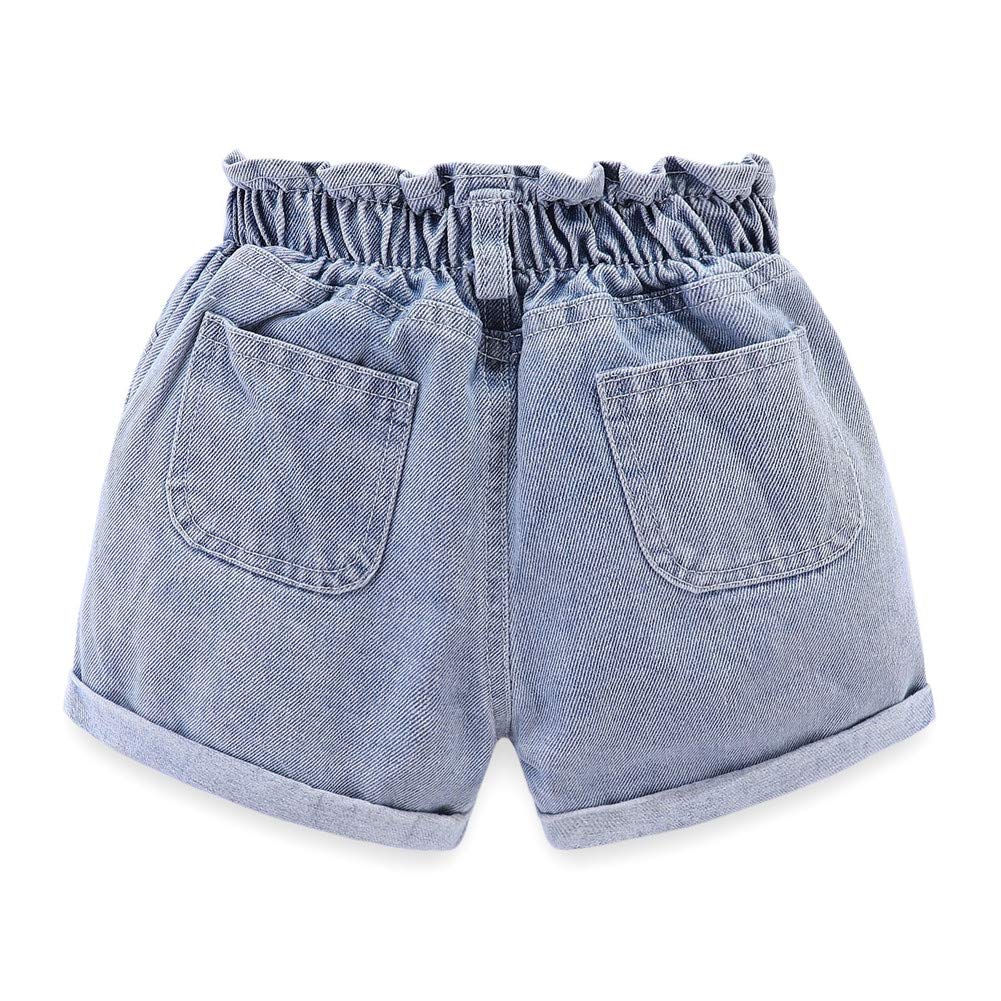 Mud Kingdom Outfits for Toddler Girls White Halter Tops and Shorts Ripped Denim 3T