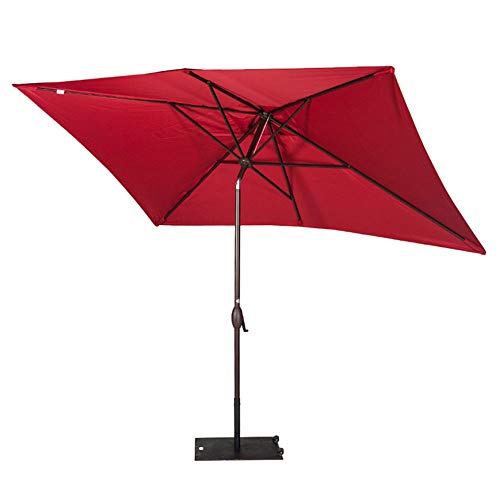 Abba Patio Rectangular Patio Umbrella Outdoor Market Table Umbrella with Push Button Tilt and Crank for Garden, Lawn, Deck, Backyard & Pool, 6.6 by 9.8 Ft, Red