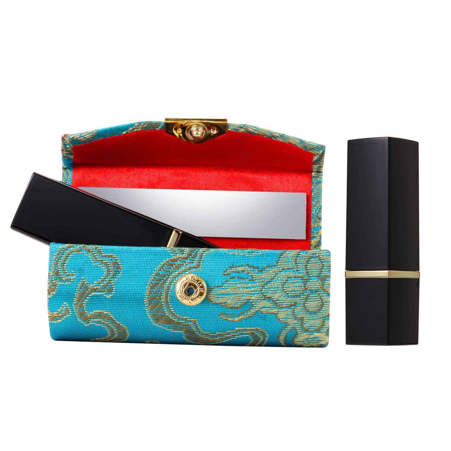 Hicarer 24 Pcs Silky Satin Fabric Lipstick Case with Mirror Lipstick Box Holder Purse Jewelry Brocade Xmas Embroidered Gift(Classic)