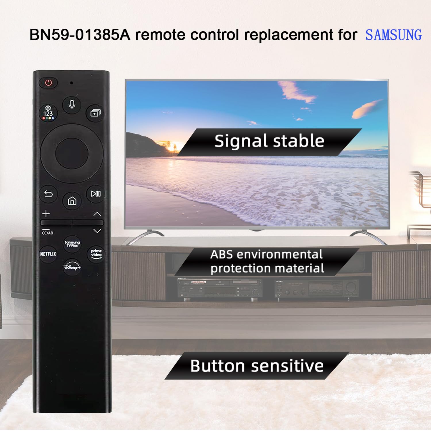 2022 New BN59-01385A Voice Remote Control Replacement for Samsung Smart TVs,for Samsung TV Remote with Voice Function,for Samsung Crystal UHD QLED Curved 4K 8K Smart TVs Q60BD/QN85BD/Q60B/QN85B/Q80