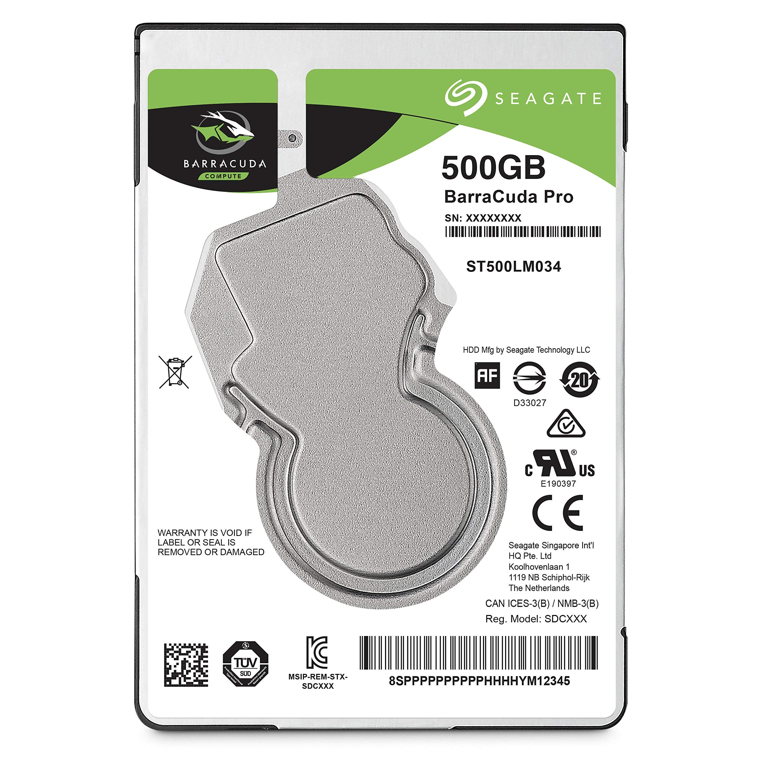 Seagate BarraCuda Pro 500GB Internal Hard Drive Performance HDD – 2.5 Inch SATA 6Gb/s 7200 RPM 128MB Cache for Computer Desktop PC Laptop, Data Recovery (ST500LM034) (Renewed)