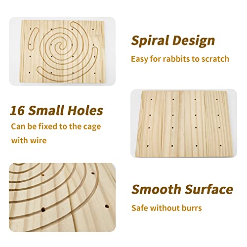 BNOSDM Rabbit Scratch Board, 2 Pack Bunny Scratching Pad Hamsters Nail Scratch Pad Natural Wood Small Animals Grinding Claw Chew Toys for Chinchillas Guinea Pigs Hedgehog Ferret Claws and Teeth Care