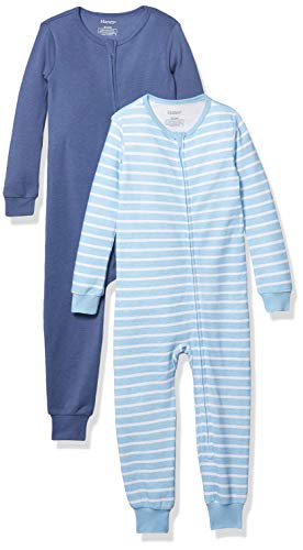 Hanes unisex baby Ultimate Zippin 2 Pack Sleep and Play Suits Layette Set, Blue Stripe, 12-18 Months US