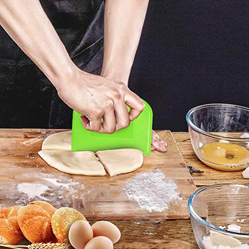 Plastic Kitchen Knives for Cutting Dough and Pastries, Scraping Cream and Butter, Scraping Bowls and Cutting Boards, etc, Set of 2 Green and White