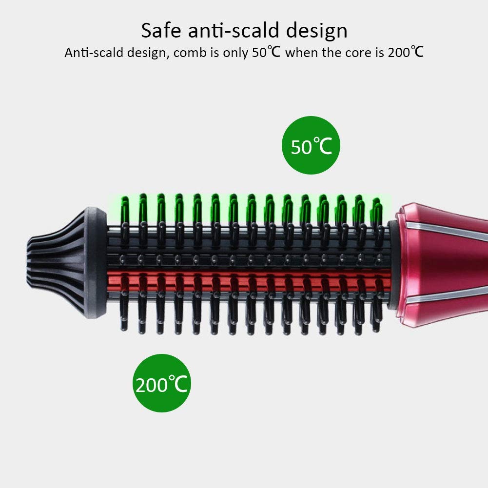 Electric Professional Anti-Scald Curling Brush with Instant Heat Up for All Hair Types (US Plug, 110-240V)