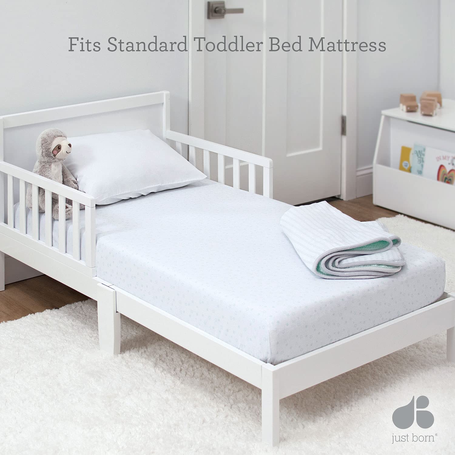 Just Born Boys and Girls Newborn Infant Baby Toddler Nursery 100% Cotton Fitted Bedding Crib Sheet, White/Grey Sail, One Size